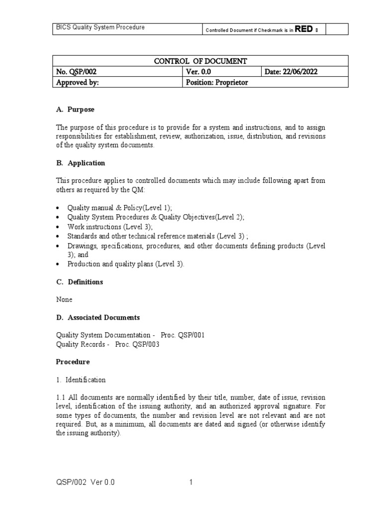 QSP-002-Control of Documents | PDF | Specification (Technical Standard ...