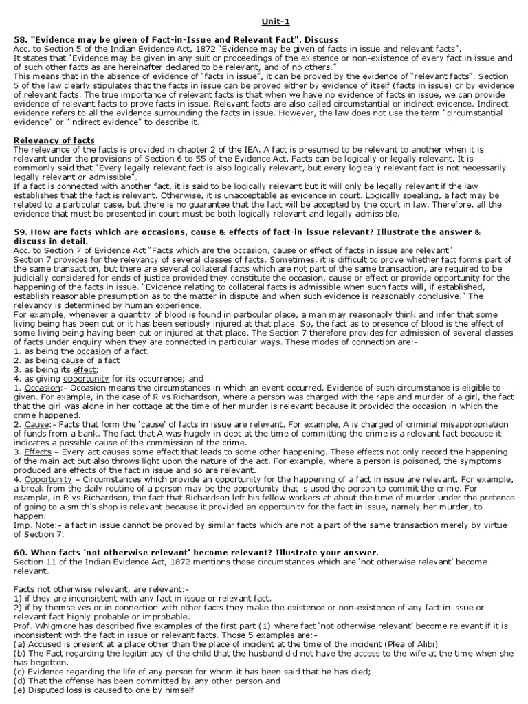 Law of Evidence | Download Free PDF | Evidence (Law) | Burden Of Proof ...