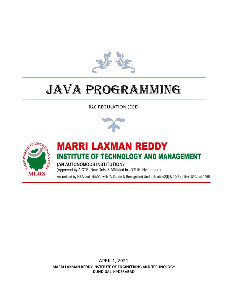 JAVA UNIT-1 Notes | PDF | Object Oriented Programming | Class (Computer ... JAVA UNIT-1 Notes | PDF | Object Oriented Programming | Class (Computer ...