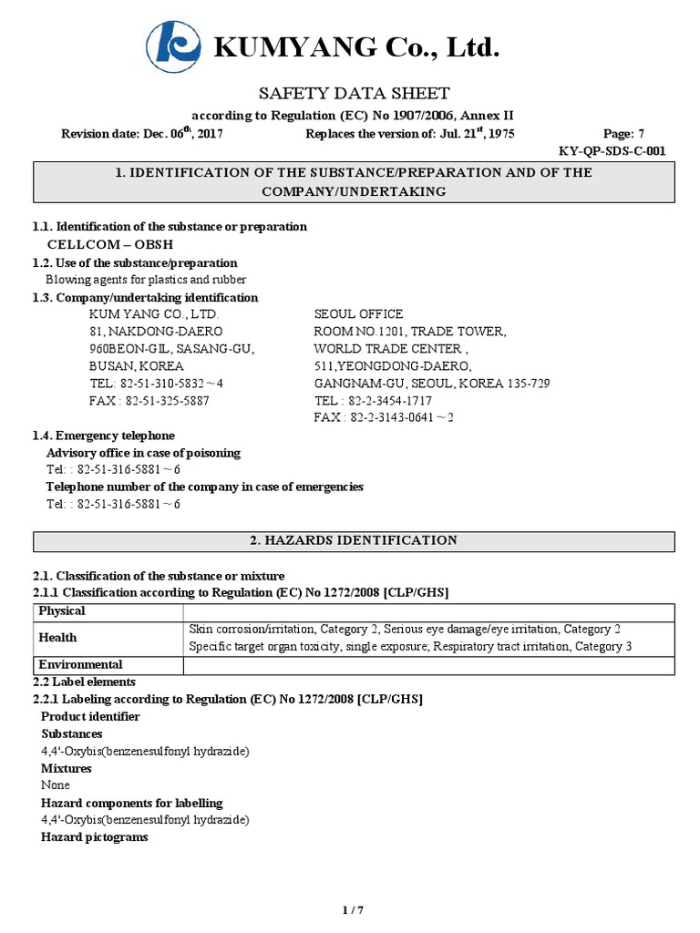 Cellcom - Obsh Sds (GHS) | PDF | Occupational Safety And Health | Chemistry