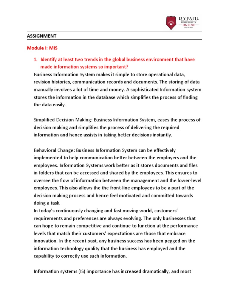 Module 1 Assignment | Download Free PDF | Technological Convergence | Information System