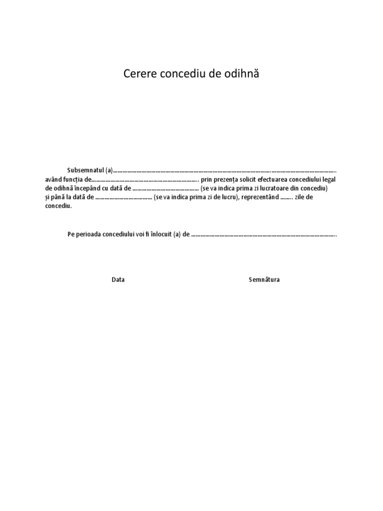 Cerere Concediu Odihna | PDF