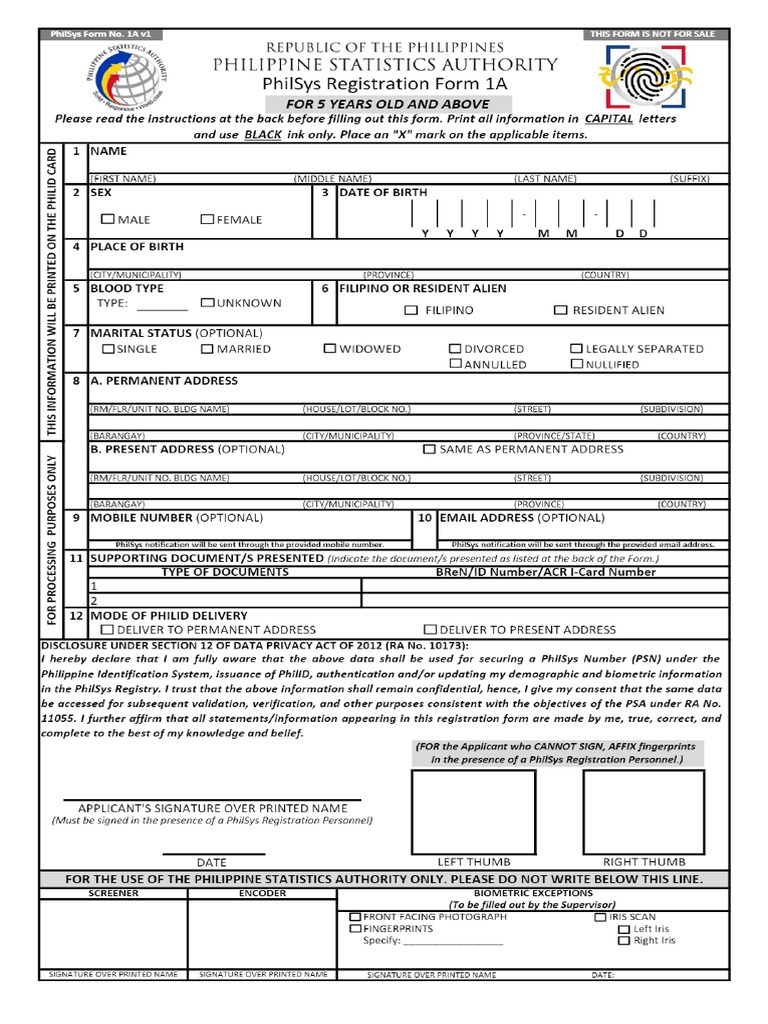 Psa Form No 1a | PDF