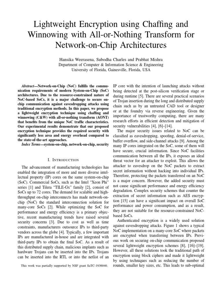 Weerasena 2021 Lightweight | PDF | System On A Chip | Cryptography