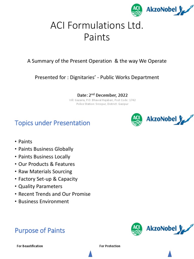 ACI Formulations LTD - Dec02 - 2022 | PDF | Paint | Materials