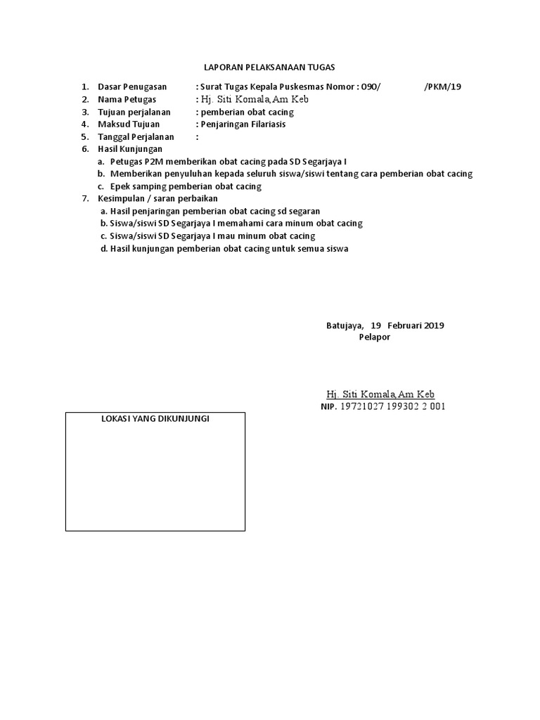 Laporan Pelaksanaan Tugas Cacing | PDF | Sains & Matematika