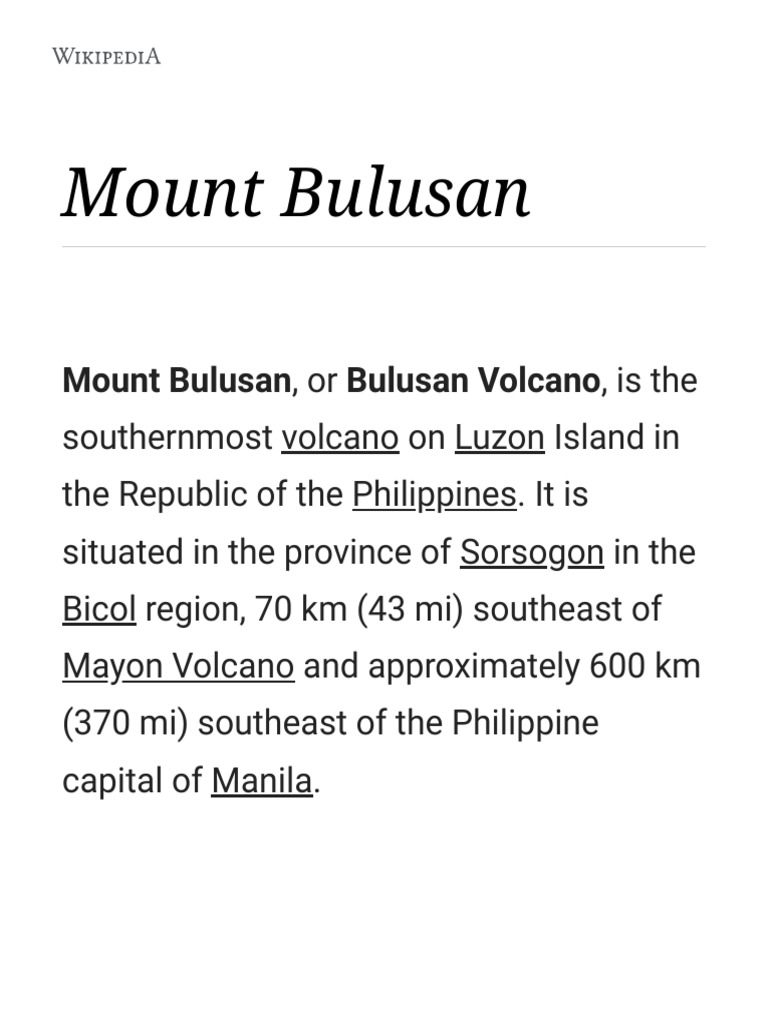 Mount Bulusan | PDF | Geology | Volcanism Mount Bulusan | PDF | Geology | Volcanism