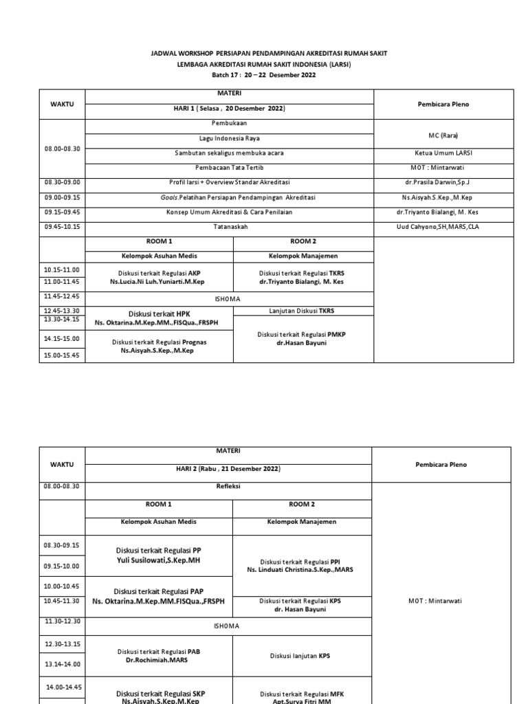 JADWAL WS - Batch. | PDF
