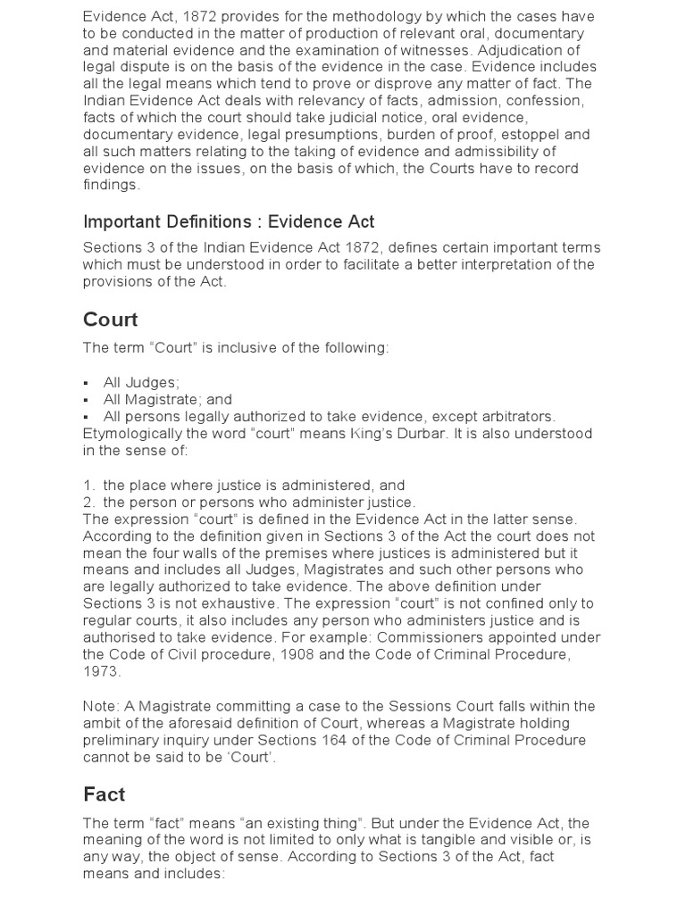 Law of Evidence | PDF | Evidence (Law) | Evidence