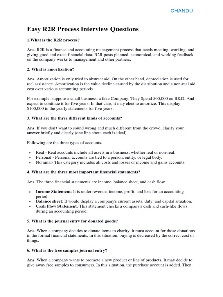 Easy R2R Process Interview Questions | PDF | Depreciation | Debits And Credits
