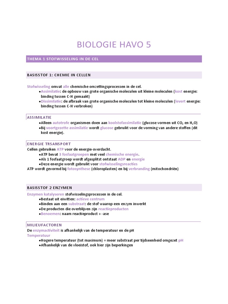 Biologie Havo 5 | PDF