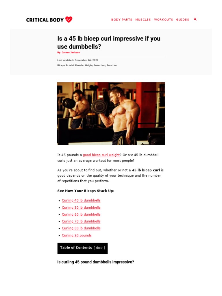 Criticalbody Com 45 Pound Bicep Curls | PDF | Strength Training | Weight Training