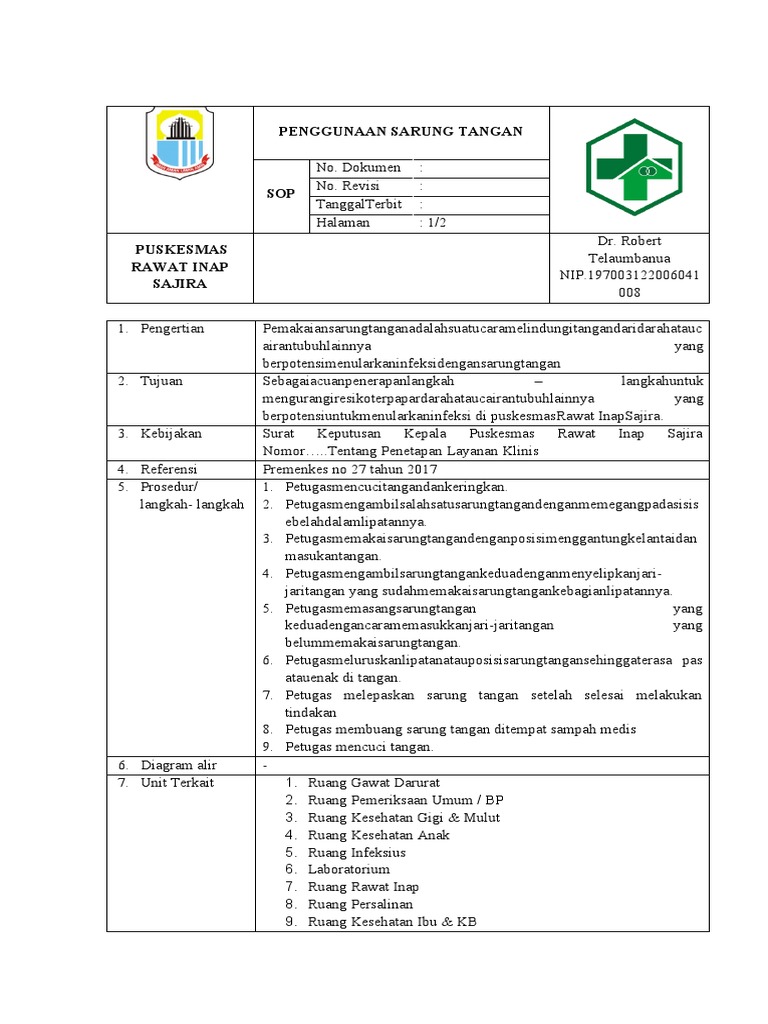 Sop Penggunaan Sarung Tangan | PDF