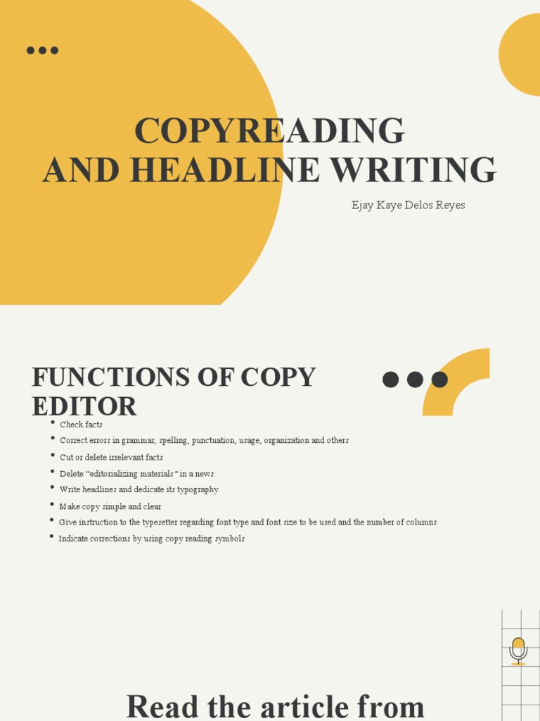 Copyreading Headline Writing | PDF | Ellipsis | Linguistics