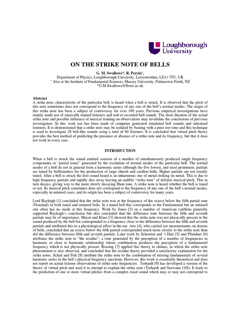 Bell Strike Note Analysis | PDF | Pitch (Music) | Acoustics