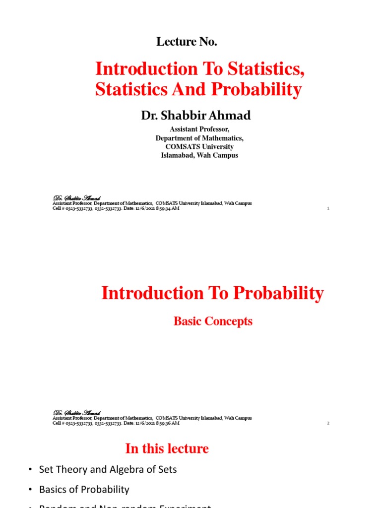 Lecture (Introduction To Probability) | PDF | Set (Mathematics) | Randomness