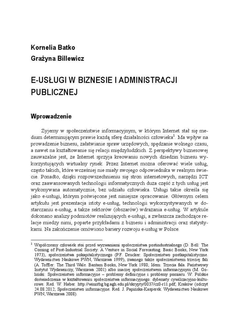 3 K.Batko G.Billewicz E-Uslugi W Biznesie... | PDF