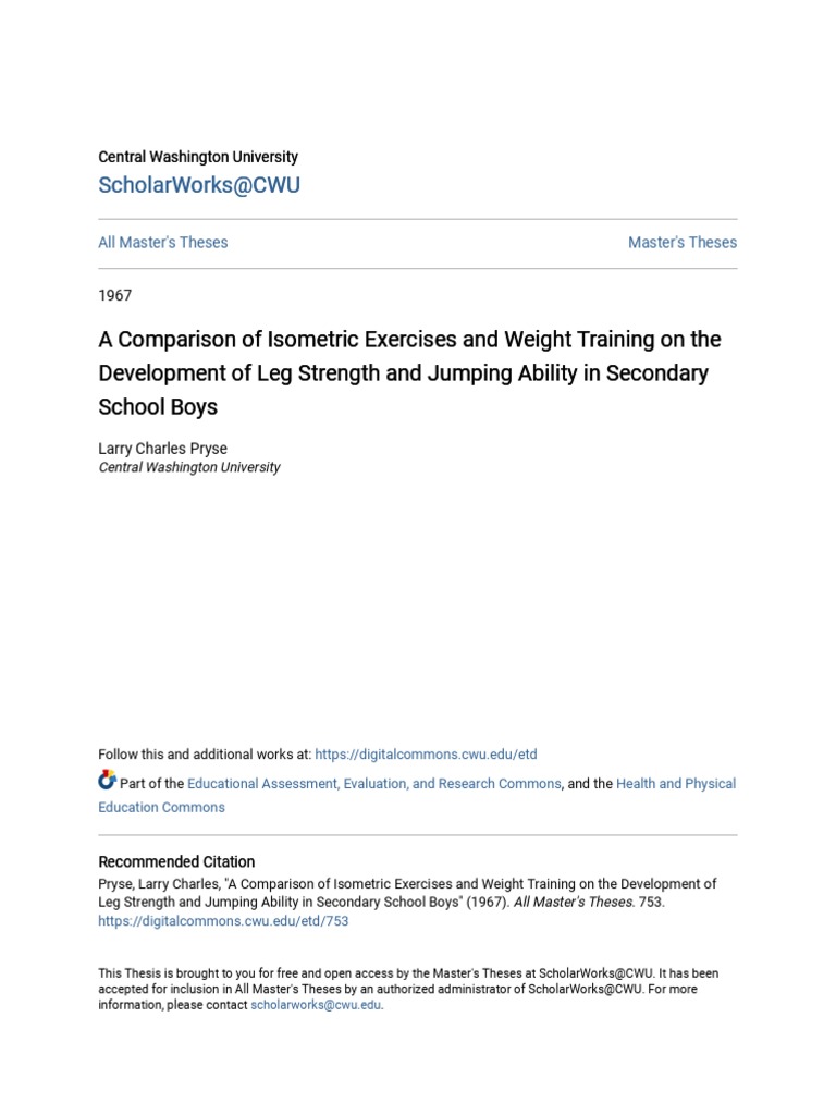 A Comparison of Isometric Exercises and Weight Training On The de | PDF ...