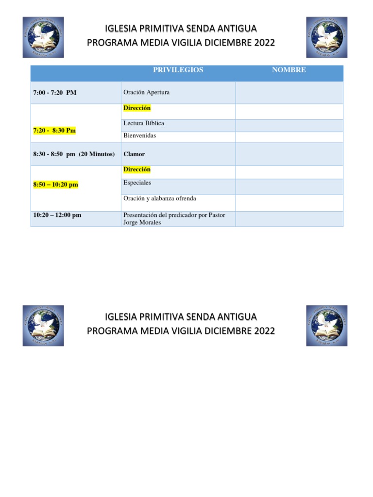 Programa de Media Vigilia DICIEMBRE 2022 | PDF