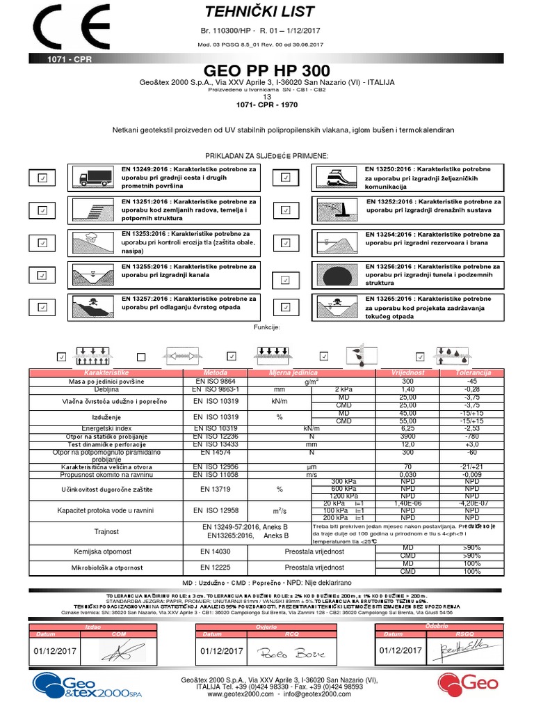 TDS Geo PP HP 300G - HR | PDF