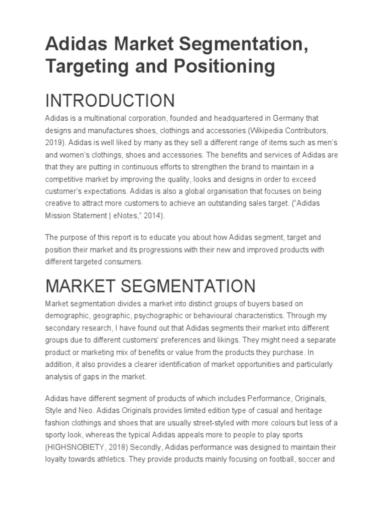 Adidas Market Segmentation - POWTOON | PDF | Adidas | Market Segmentation