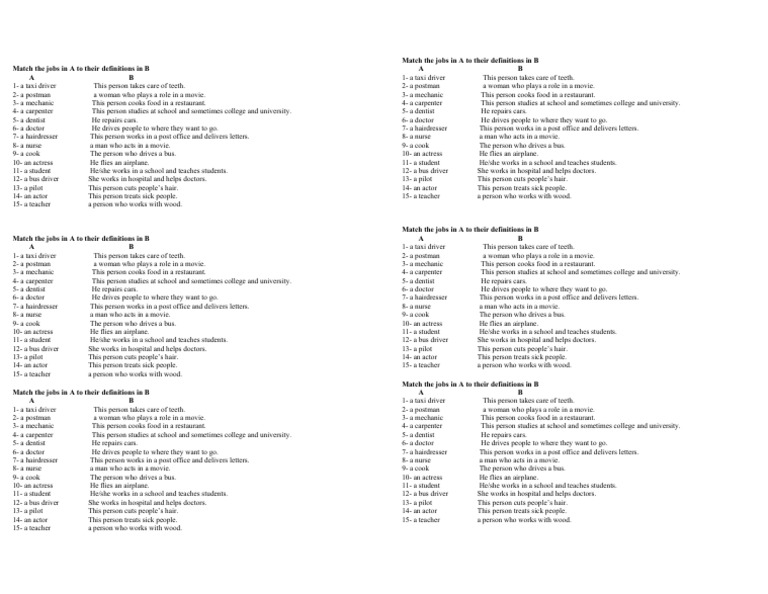 Occupations Matching Ex | PDF | Public Services