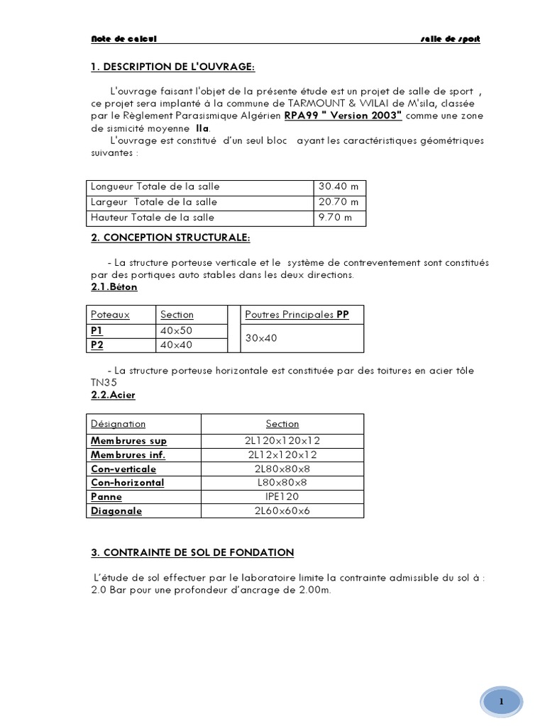 Microsoft Word - NOTE CALCUL Sds | PDF | Béton armé | Élasticité (Physique)