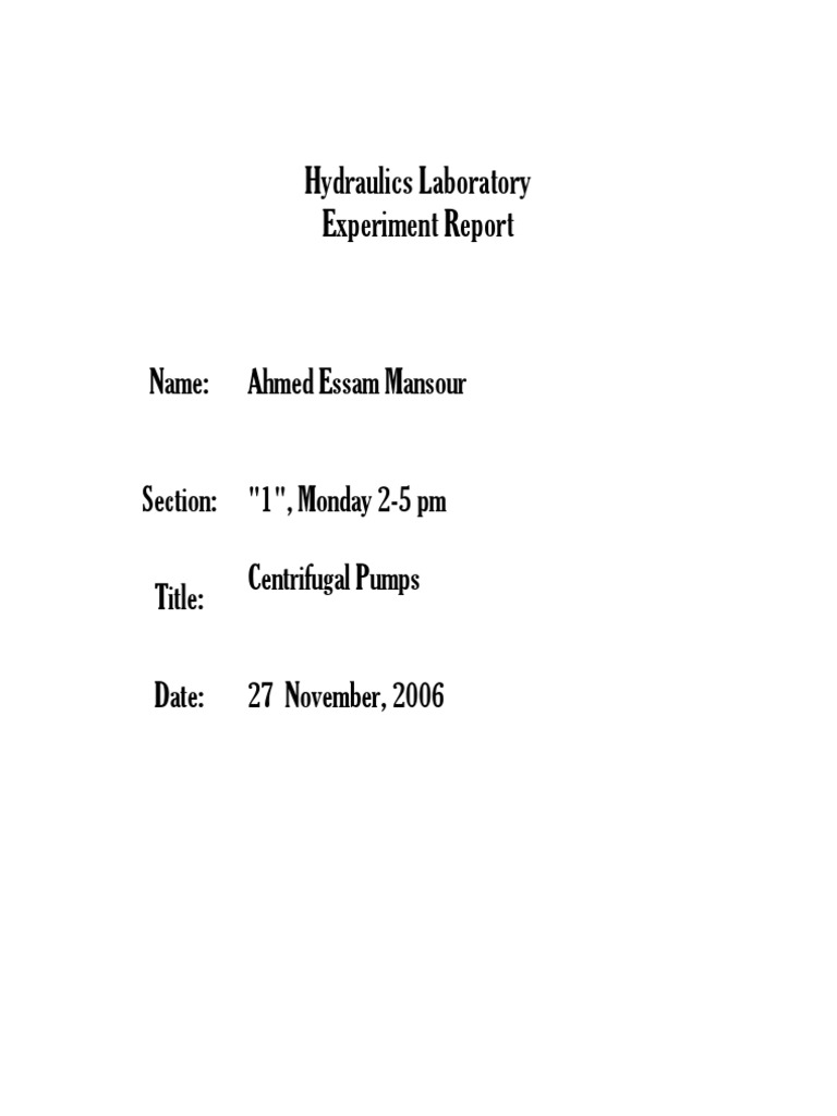 Hydraulics Laboratory Experiment Report | PDF