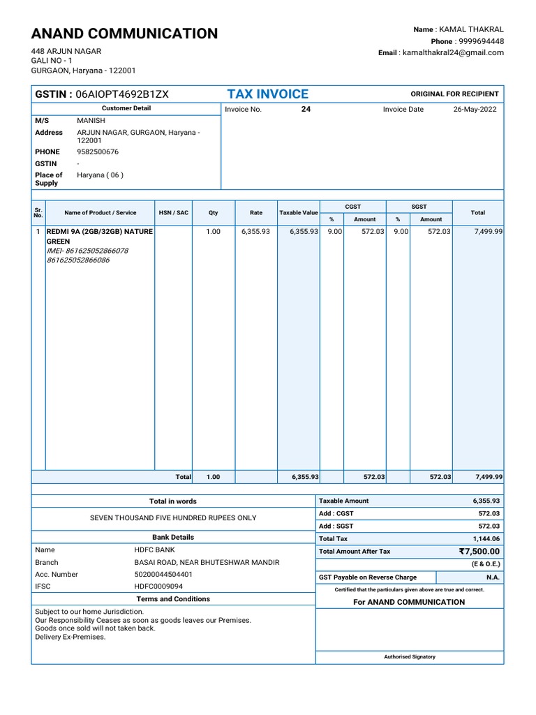 Mobile Purchase Bill | Download Free PDF | Taxation | Government