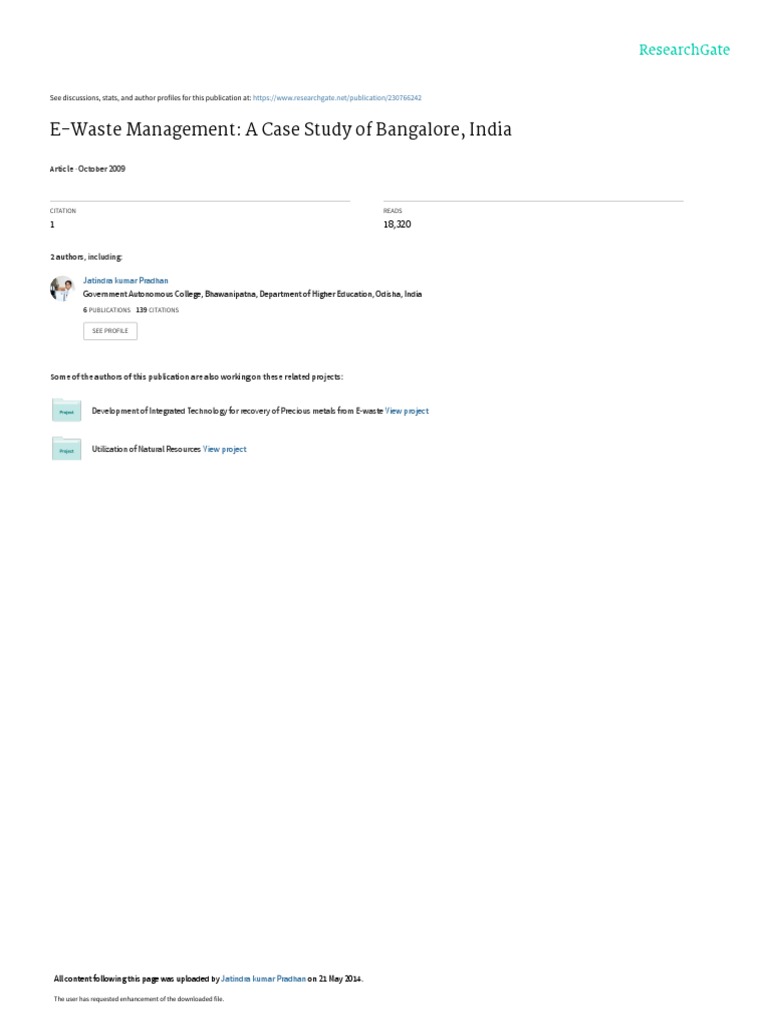 E - Waste CASE STUDY | PDF | Electronic Waste | Recycling