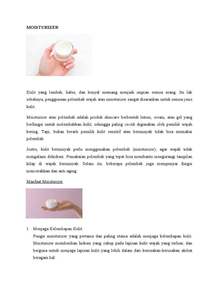 Manfaat dan Fungsi Moisturizer Wajah | PDF | Pengembangan Diri ...