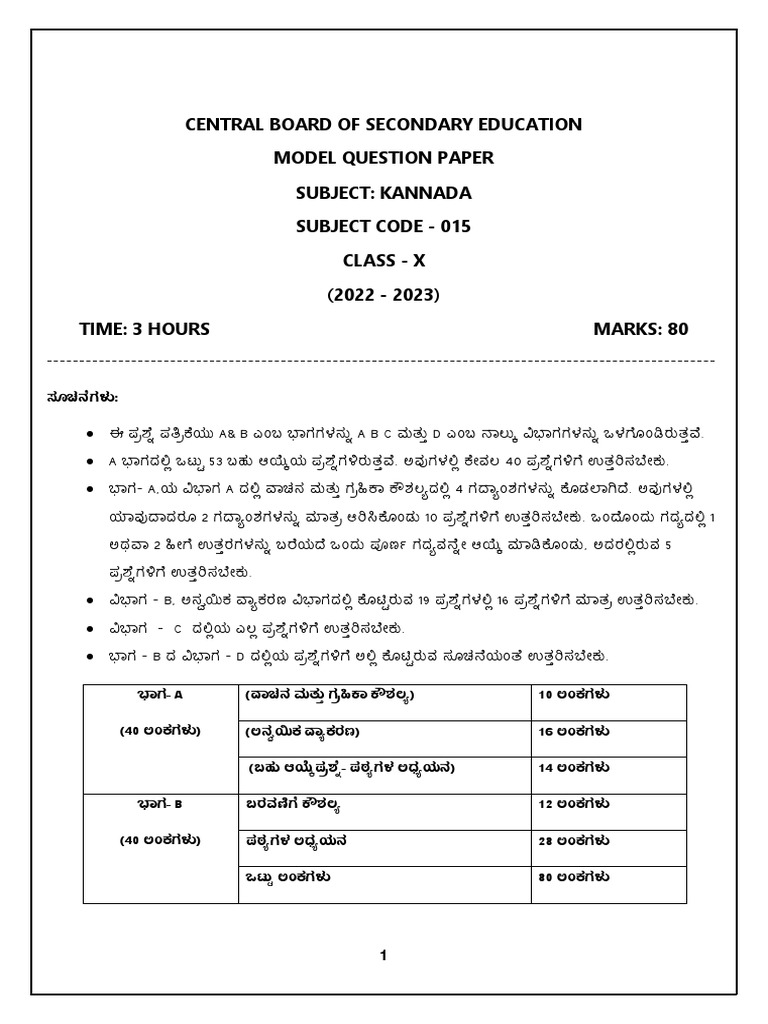 Kannada SQP | PDF