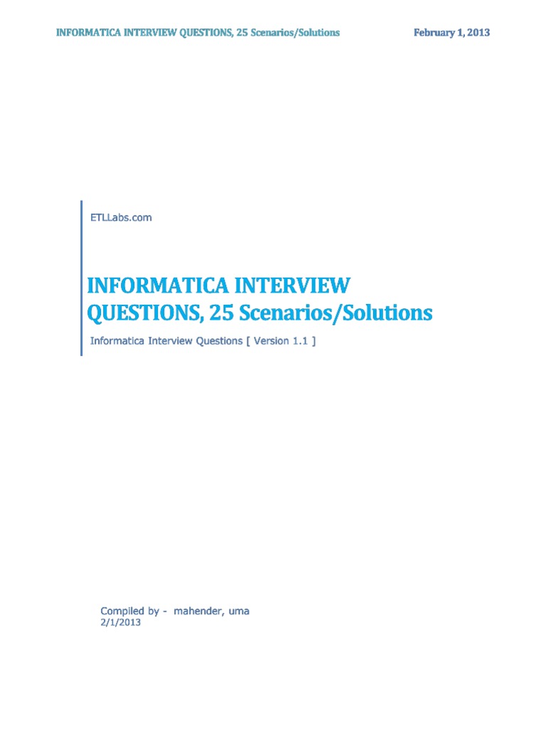 Qdoc - Tips Informatica Interview Questions Scenario Based | PDF | Computing | Computer Data
