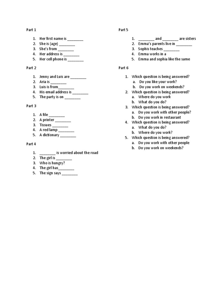 A1 Listening Test Exercises | PDF
