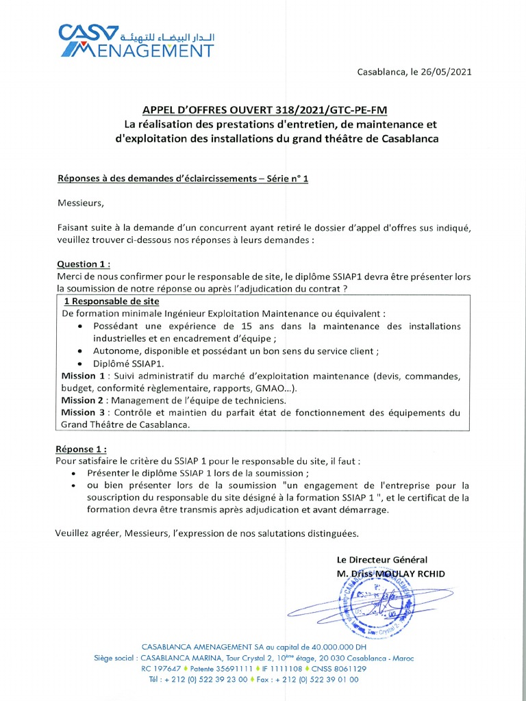 Reponse Demande D'eclaircissement | PDF