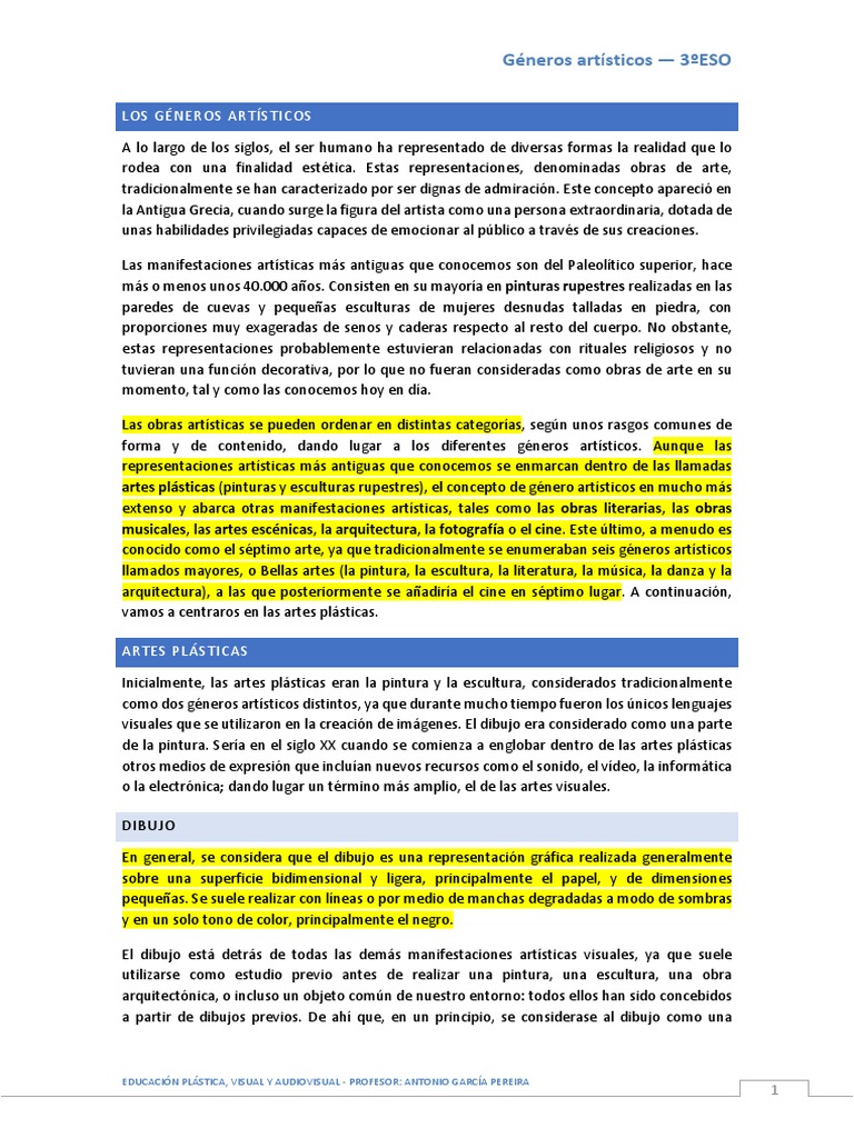Géneros artísticos y sus características | PDF | Grabado | Pinturas