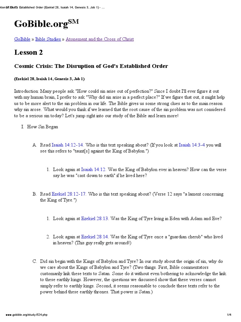 Lesson 2 - Cosmic Crisis - The Disruption of God's Established Order ...