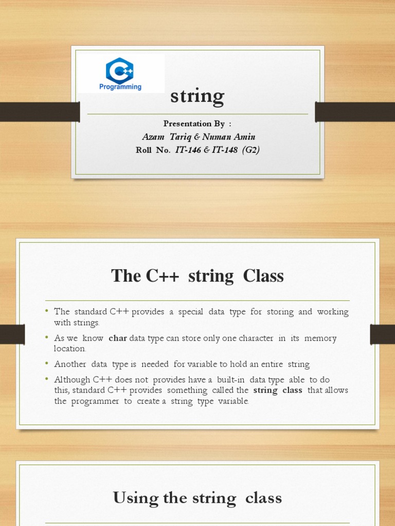 An Introduction to Using the C++ string Class | PDF An Introduction to Using the C++ string Class | PDF