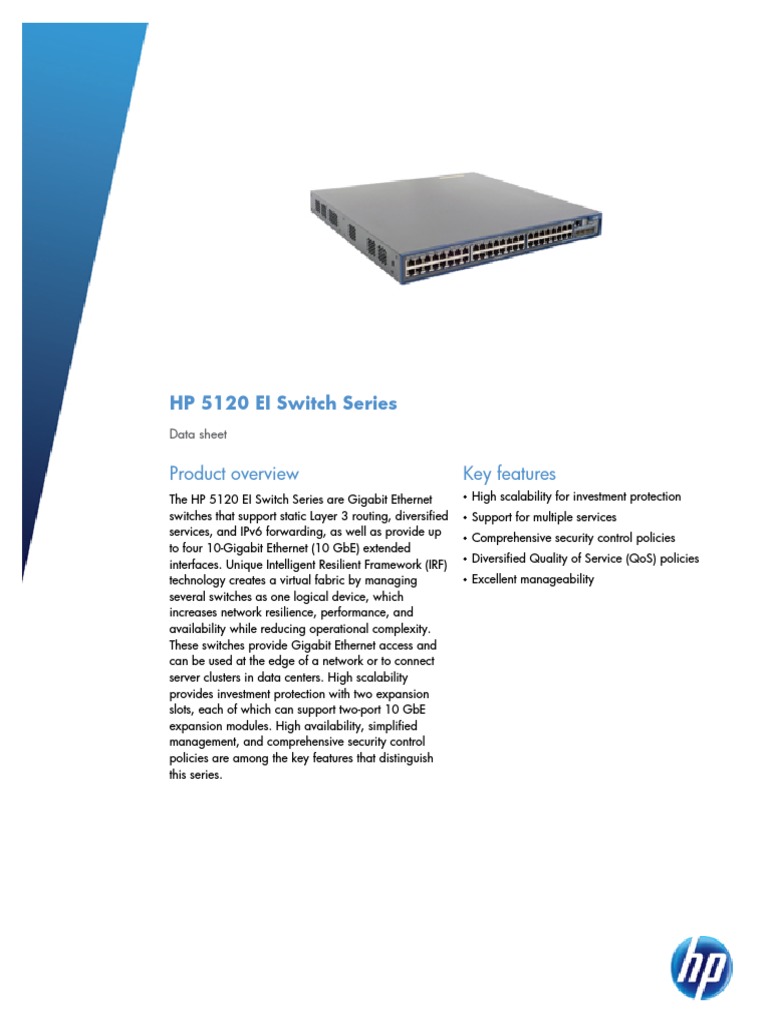 HP 5120 EI Switch Series | PDF | Computer Network | Network Switch