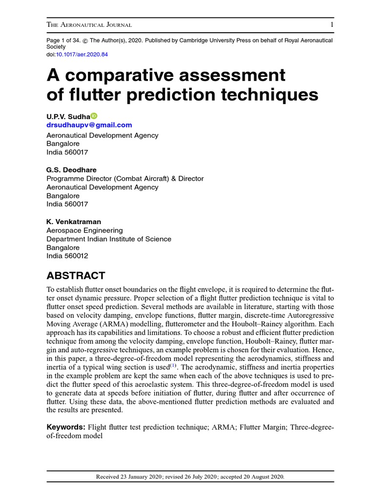 A Comparative Assessment of Flutter Prediction Techniques | PDF | Akaike Information Criterion ...