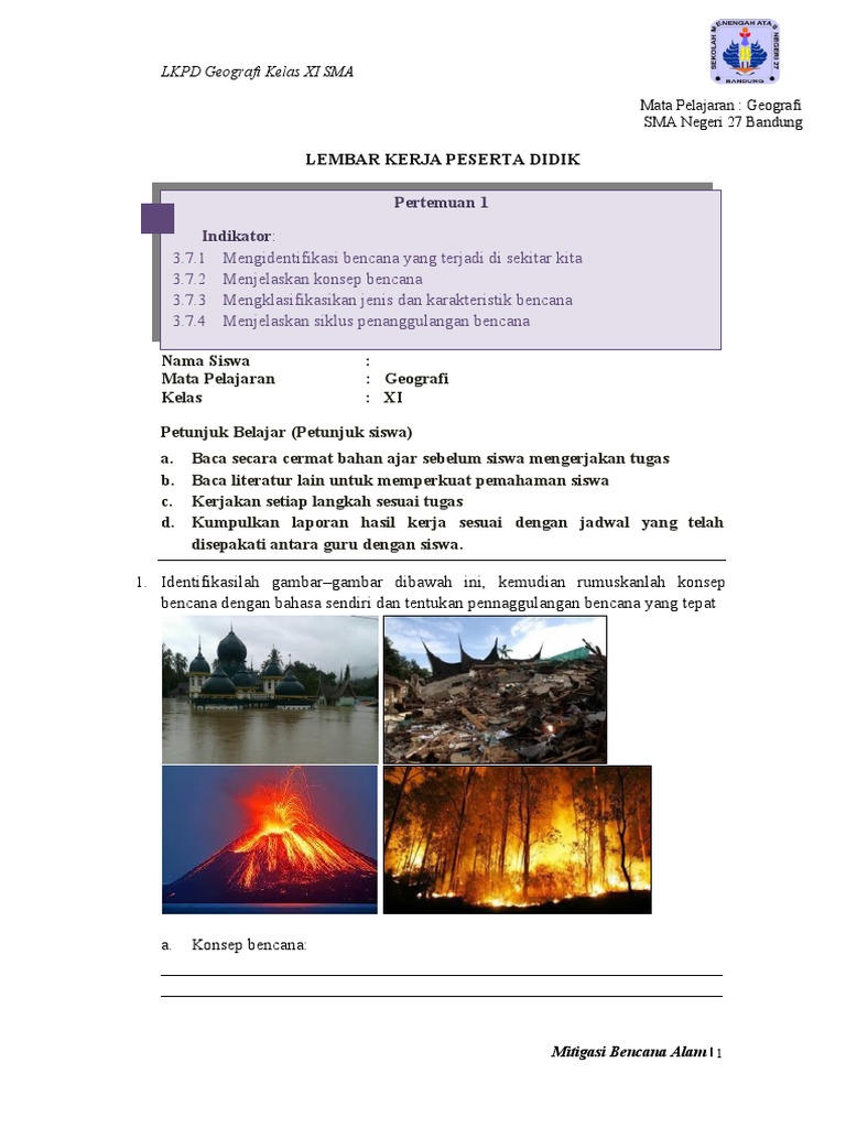 LKPD Mitigasi Bencana Alam Done | PDF