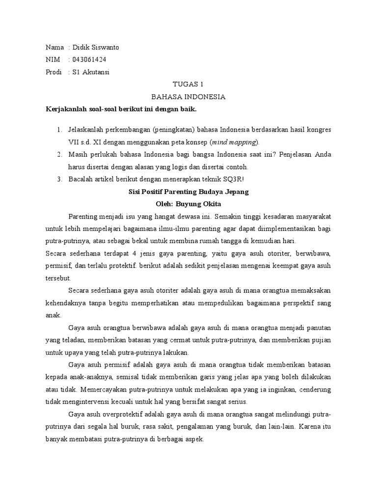 SESI 3 Tugas 1 Bahasa Indonesia | PDF | Karier & Perkembangan | Pengembangan Diri