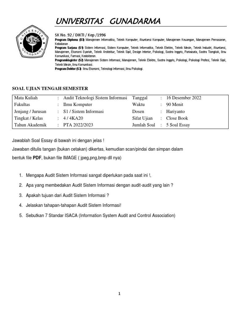 Soal Audit SI UG 4KA20 | PDF