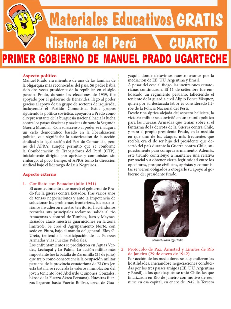Manuel Prado Ugarteche y su Gobierno | PDF | Perú | América del Sur