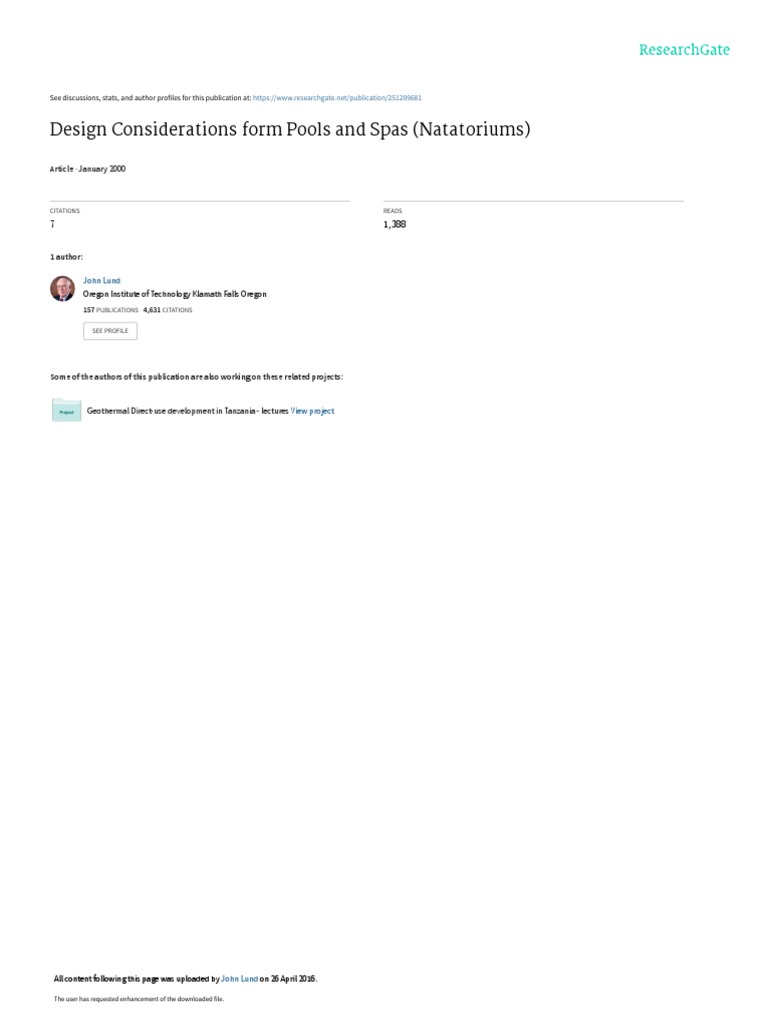 Design Considerations Form Pools and Spas Natatori | PDF | Humidity ...