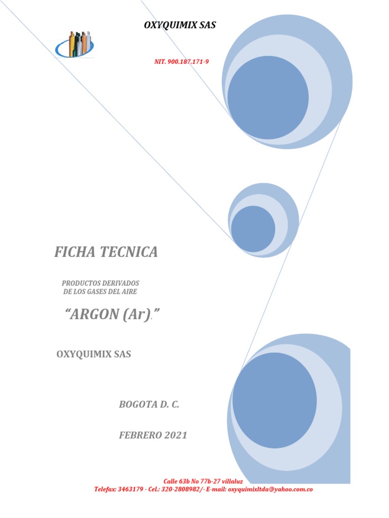 Ficha Tecnica - ARGON | PDF | Argón | Gases