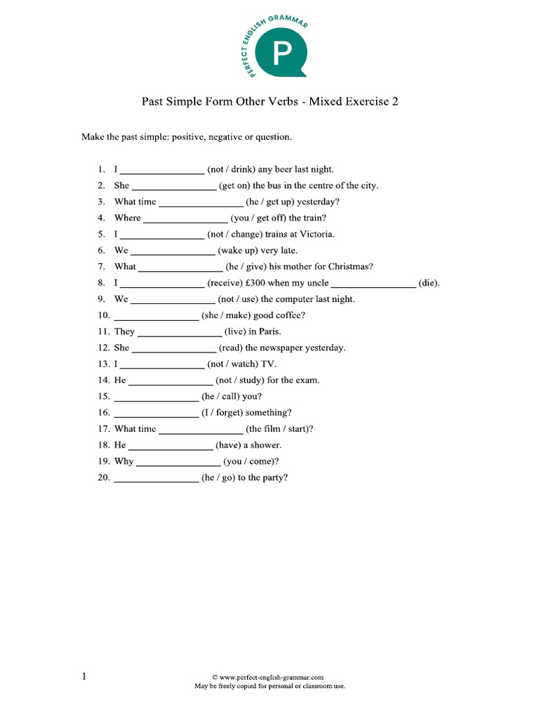 Past Simple Mixed | PDF
