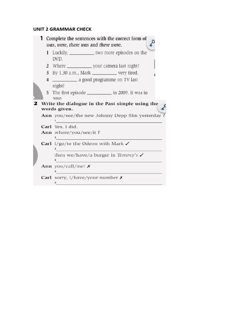 Unit 2 Grammar Check | PDF