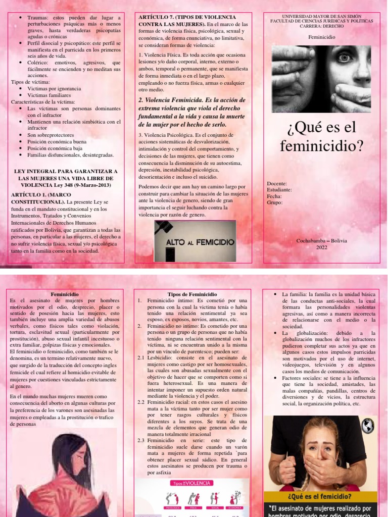 TRIPTICO Feminicidio | PDF | Violencia | Violación