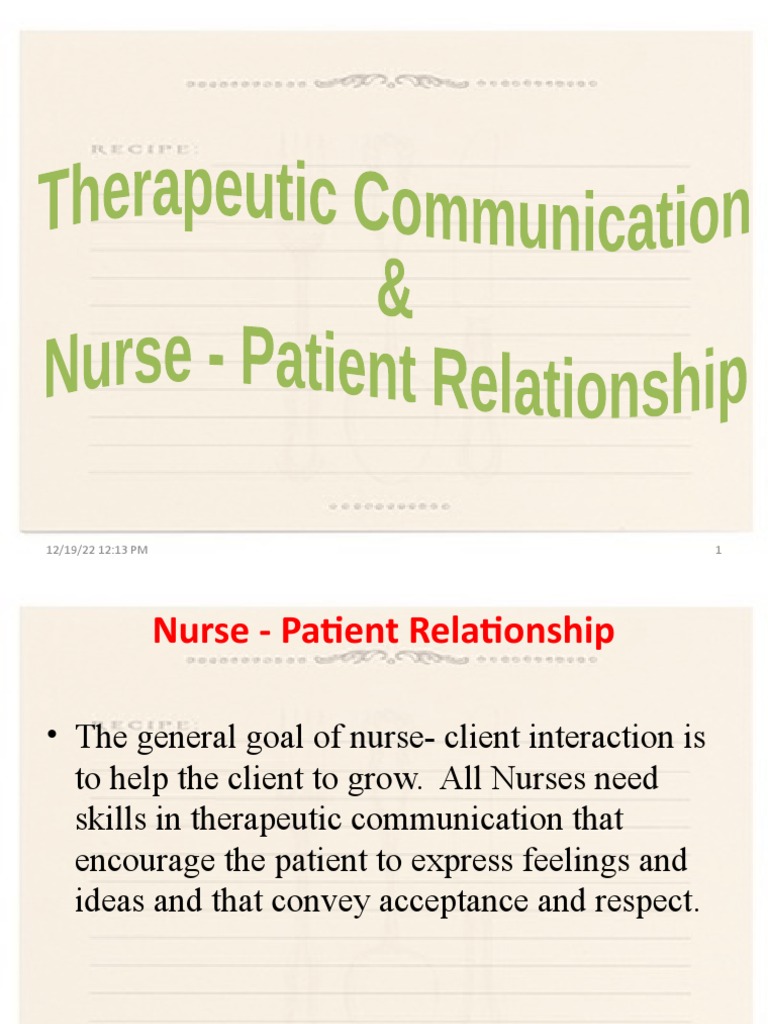 Nurse Patient Relationship Pdf Communication Nursing